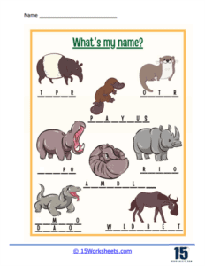 Animal Names Worksheets - 15 Worksheets.com