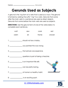 Gerunds Worksheets | Identifying & Applying - 15 Worksheets.com