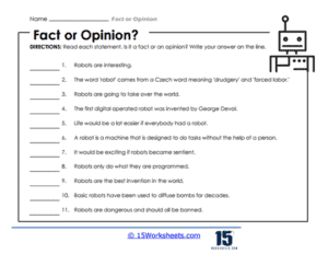 Fact or Opinion Worksheets - 15 Worksheets.com