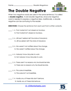 Double Negatives Worksheets | Establish Clarity - 15 Worksheets.com