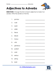 Adverbs Worksheets - 15 Worksheets.com