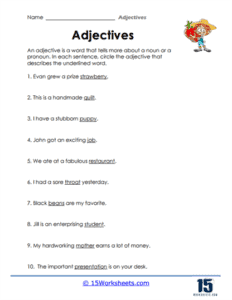 Adjectives Worksheets | Identify, Use & Transform - 15 Worksheets.com