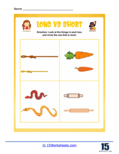 Long vs. Short Worksheets | Measurement - 15 Worksheets.com