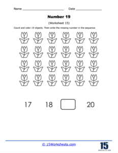 Number 19 Worksheets | Number Sense - 15 Worksheets.com