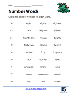 Numbers in Words Worksheets | Numeracy Skills - 15 Worksheets.com