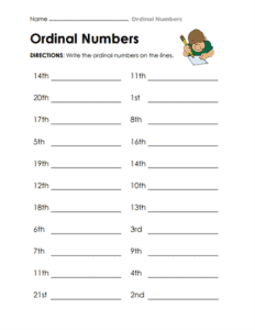 Ordinal Numbers Worksheets | Sequence & Position Terms - 15 Worksheets.com