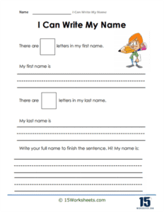 I Can Write My Name Worksheets - 15 Worksheets.com