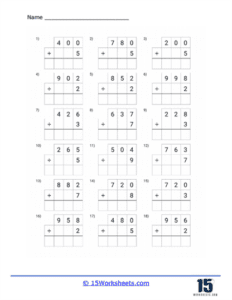 3-digit by 1-digit Division Worksheets - 15 Worksheets.com