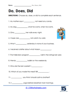 Do, Does, Did Worksheets | Present & Past Simple - 15 Worksheets.com