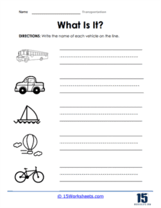 Transportation Worksheets | Vehicle Names - 15 Worksheets.com