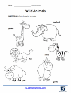 Wild Animals Worksheets | Nature Learning - 15 Worksheets.com