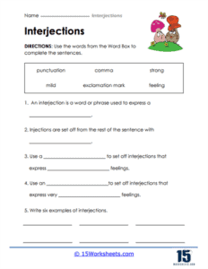 Interjection Worksheets | Using Expressive Phrases - 15 Worksheets.com