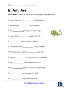 Is, Am, Are Worksheets | Linking & Existence Verbs - 15 Worksheets.com