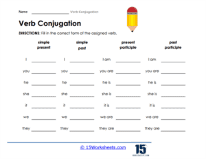 Verb Conjugation Worksheets | by Person, Tense & Mood - 15 Worksheets.com