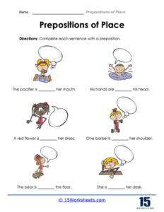 Prepositions of Place Worksheets | Grammar Skills - 15 Worksheets.com