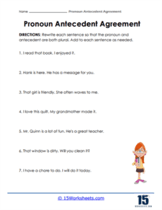Pronoun Antecedent Agreement Worksheets | Grammar Practice - 15 ...