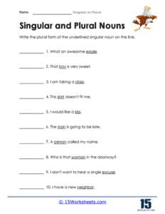 Singular to Plural Worksheets | Number Shift Practice - 15 Worksheets.com