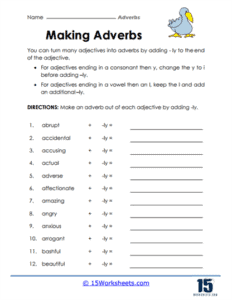 Adverbs Worksheets | Descriptive & Quantifier Words - 15 Worksheets.com