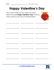 Valentine's Day Worksheets - 15 Worksheets.com
