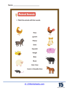 Animal Sounds Worksheets | Vocal Cues Activities - 15 Worksheets.com