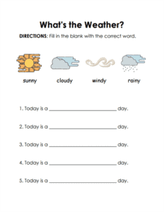 Kindergarten Weather Worksheets | Vocab and Themes - 15 Worksheets.com