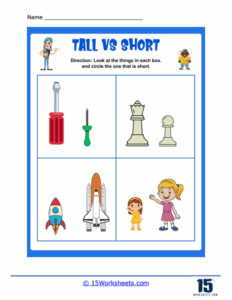 Tall vs. Short Worksheets | Height Comparison - 15 Worksheets.com