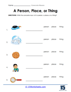 Concrete Nouns Worksheets | Tangible Object Usage - 15 Worksheets.com