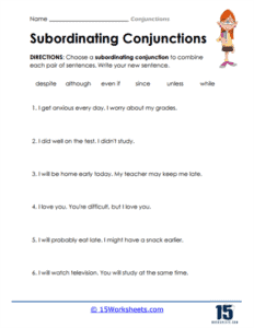Conjunctions Worksheets - 15 Worksheets.com