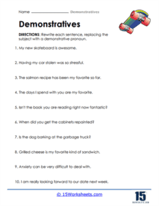 Demonstratives Worksheets - 15 Worksheets.com