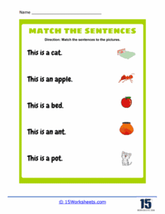 Match the Sentences Worksheets | Pair Together Meanings - 15 Worksheets.com
