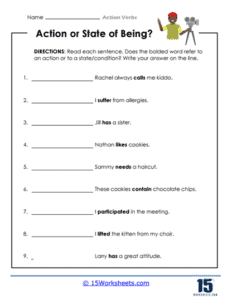 Action Verbs Worksheets | Make Lively Sentences - 15 Worksheets.com