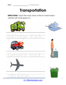 Transportation Worksheets | Vehicle Names - 15 Worksheets.com