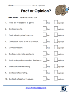 Fact or Opinion Worksheets - 15 Worksheets.com