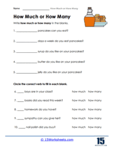 How Much or How Many Worksheets | Question Phrases - 15 Worksheets.com