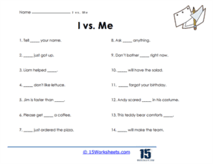 I vs. Me Worksheets - 15 Worksheets.com
