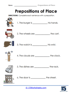 Prepositions of Place Worksheets | Grammar Skills - 15 Worksheets.com