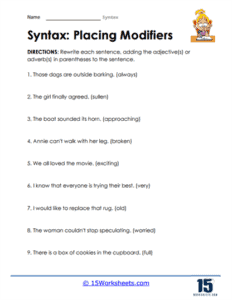 Syntax Worksheets | Building Clear & Fluent Sentences - 15 Worksheets.com