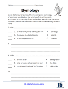 Etymology Worksheets | Trace Origins - 15 Worksheets.com