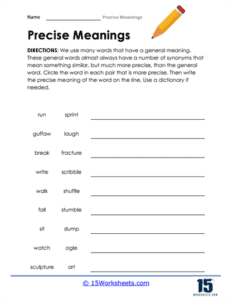 Precise Word Meanings Worksheets - 15 Worksheets.com