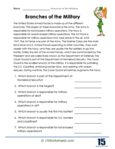 Branches of the Military Worksheets - 15 Worksheets.com