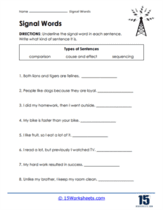 Signal Words Worksheets - 15 Worksheets.com