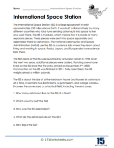 International Space Station Worksheets | ISS Missions - 15 Worksheets.com