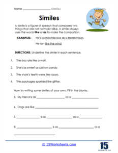 Similes Worksheets - 15 Worksheets.com