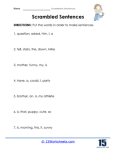 Scrambled Sentences Worksheets | Writing Sets - 15 Worksheets.com