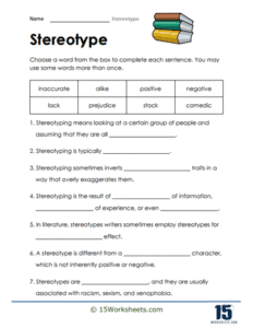 Stereotypes Worksheets | Perspective Shift - 15 Worksheets.com