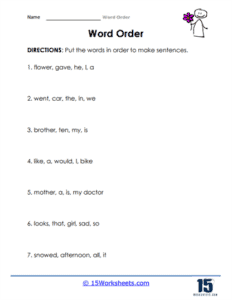 Word Order Worksheets | Writing Composition - 15 Worksheets.com