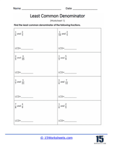 Least Common Denominator Worksheets | Fraction Series - 15 Worksheets.com
