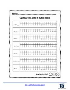 Number Line Subtraction Worksheets | Differences - 15 Worksheets.com