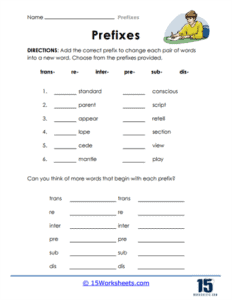 Prefixes Worksheets | Grammar Series - 15 Worksheets.com