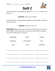 Soft C Worksheets - 15 Worksheets.com